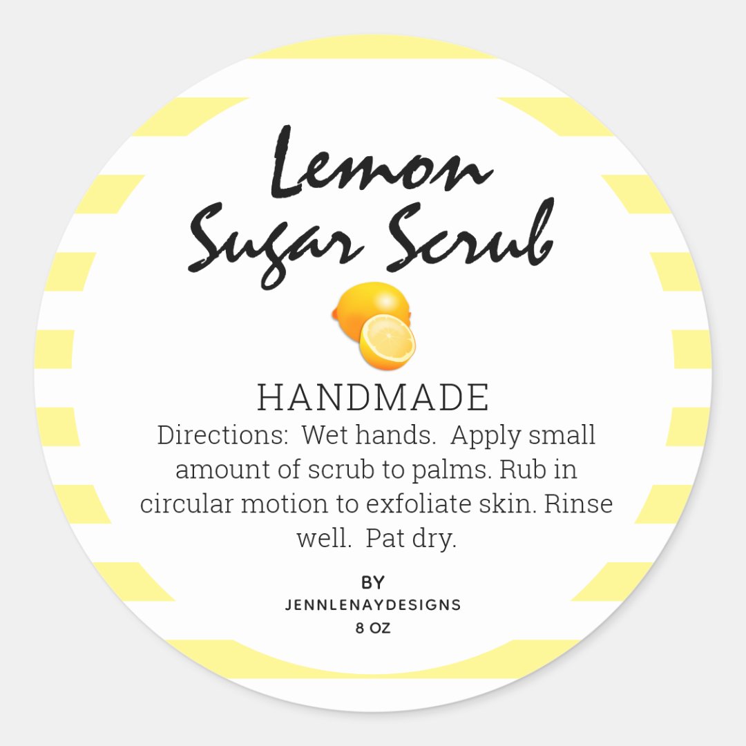 Modern Lemon Homemade Sugar Scrub Labels | Zazzle