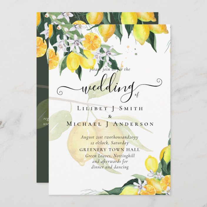 Modern Lemon Tree Wedding Invite Elegant | Zazzle.com