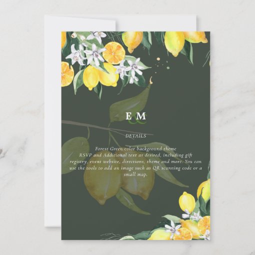 Modern Lemon Tree Wedding Invite Elegant | Zazzle