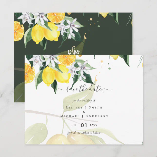 Modern Lemon Tree Wedding Save The Date Postcard | Zazzle