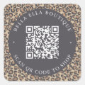 Modern Leopard Custom QR Code Shop Sticker | Zazzle