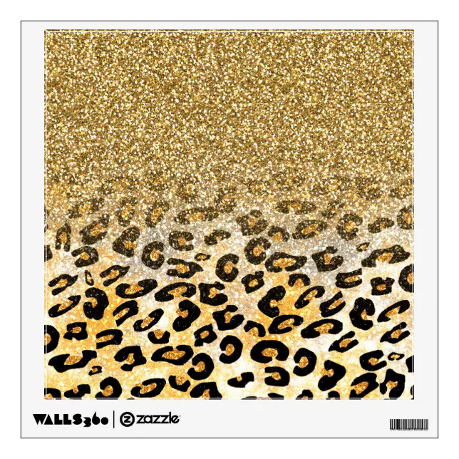 Modern Leopard Pattern Gold Glitter Ombre Wall Sticker | Zazzle
