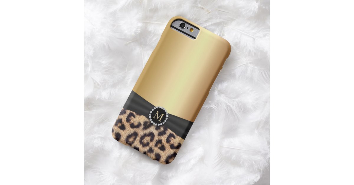 Modern Leopard Print Gold Monogram iPhone 6 Case | Zazzle
