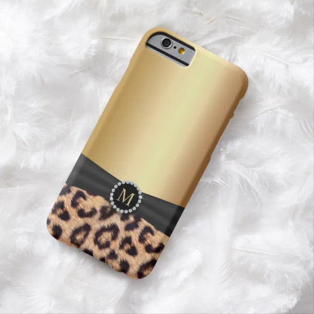 Modern Leopard Print Gold Monogram iPhone 6 Case | Zazzle