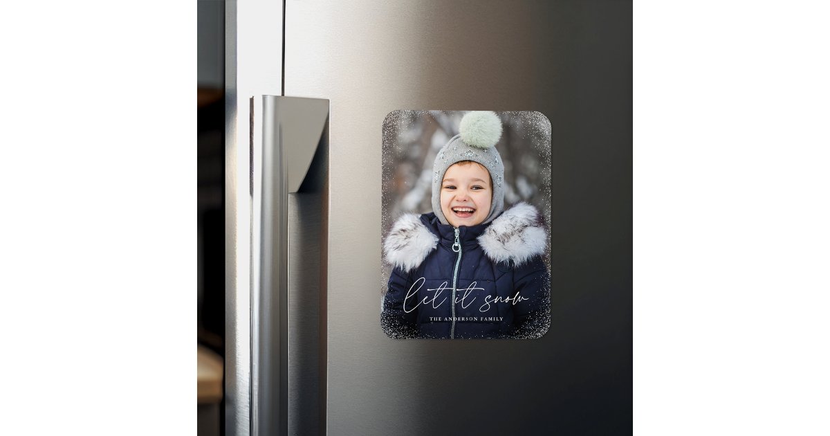Modern Let it Snow Script Photo Magnet | Zazzle Modern Let it Snow Script Photo Magnet | Zazzle