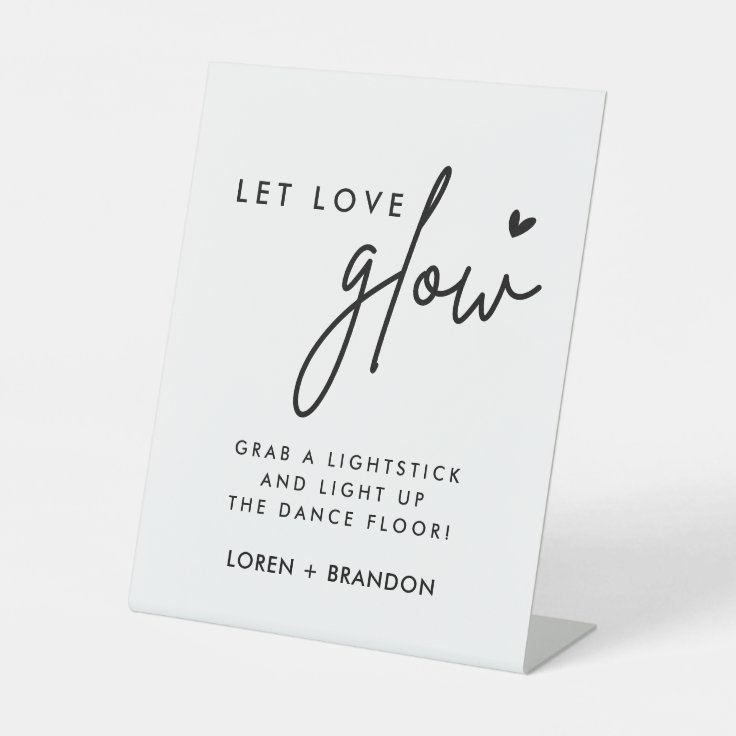 Modern Let Love Glow Wedding Glow Stick Sign | Zazzle