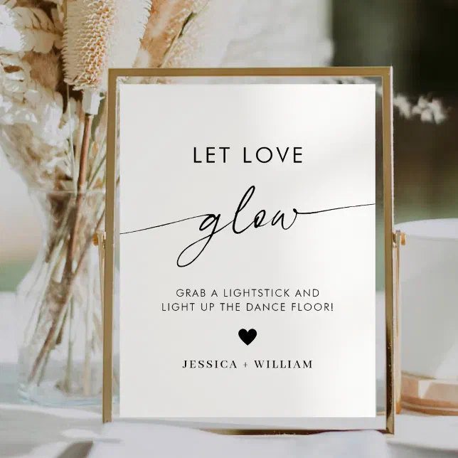 Modern Let Love Glow Wedding Glow Stick Sign | Zazzle