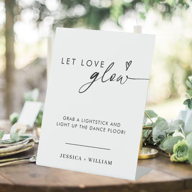 Modern Let Love Glow Wedding Glow Stick Sign | Zazzle