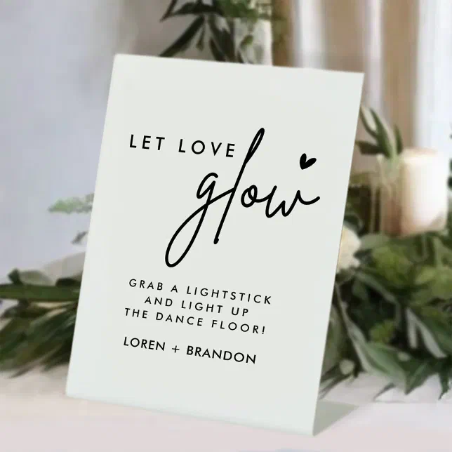 Modern Let Love Glow Wedding Glow Stick Sign | Zazzle