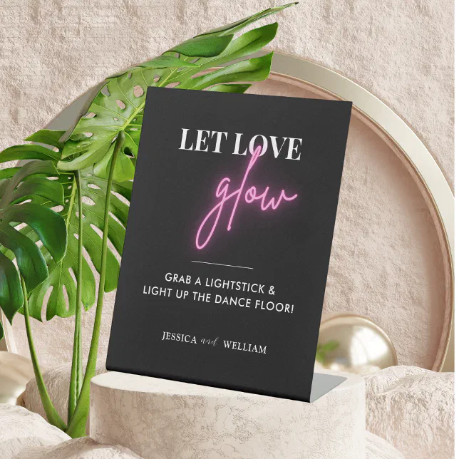 Modern Let Love Glow Wedding Glow Stick Sign | Zazzle
