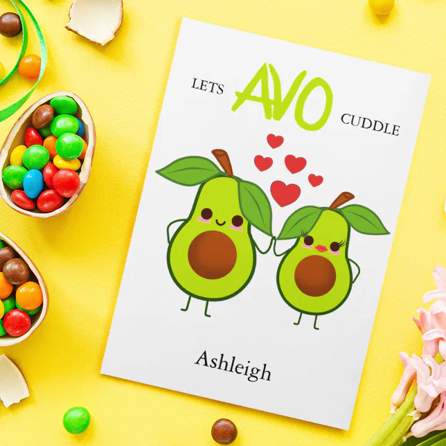 Modern | Lets Avo Cuddle | Valentines Day Holiday Card | Zazzle