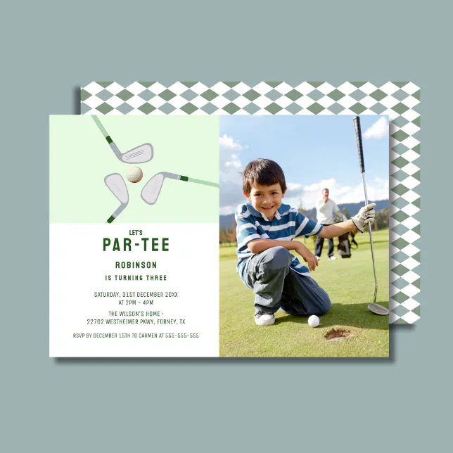Modern Let's Par-tee golf birthday photo Invitation | Zazzle
