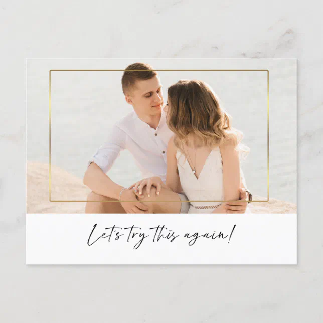 Modern Let's Try This Again Calligraphy Photo Save Announcement ...