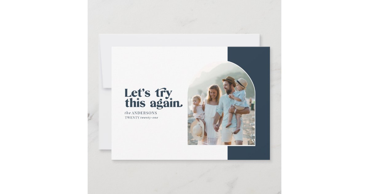 Modern lets try this again modern Christmas Holiday Card | Zazzle