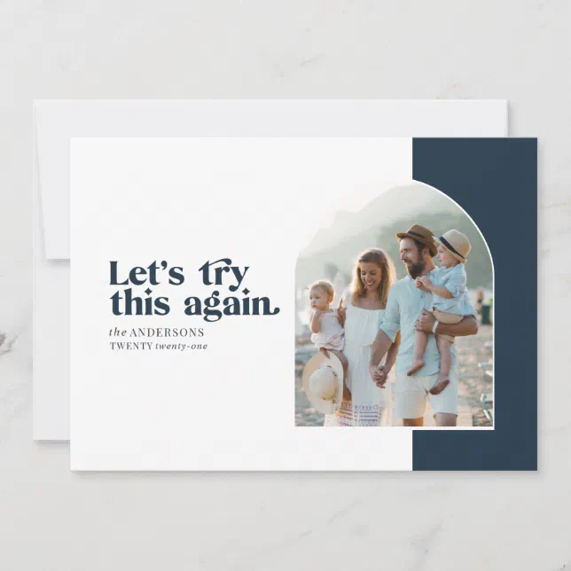 Modern lets try this again modern Christmas Holiday Card | Zazzle