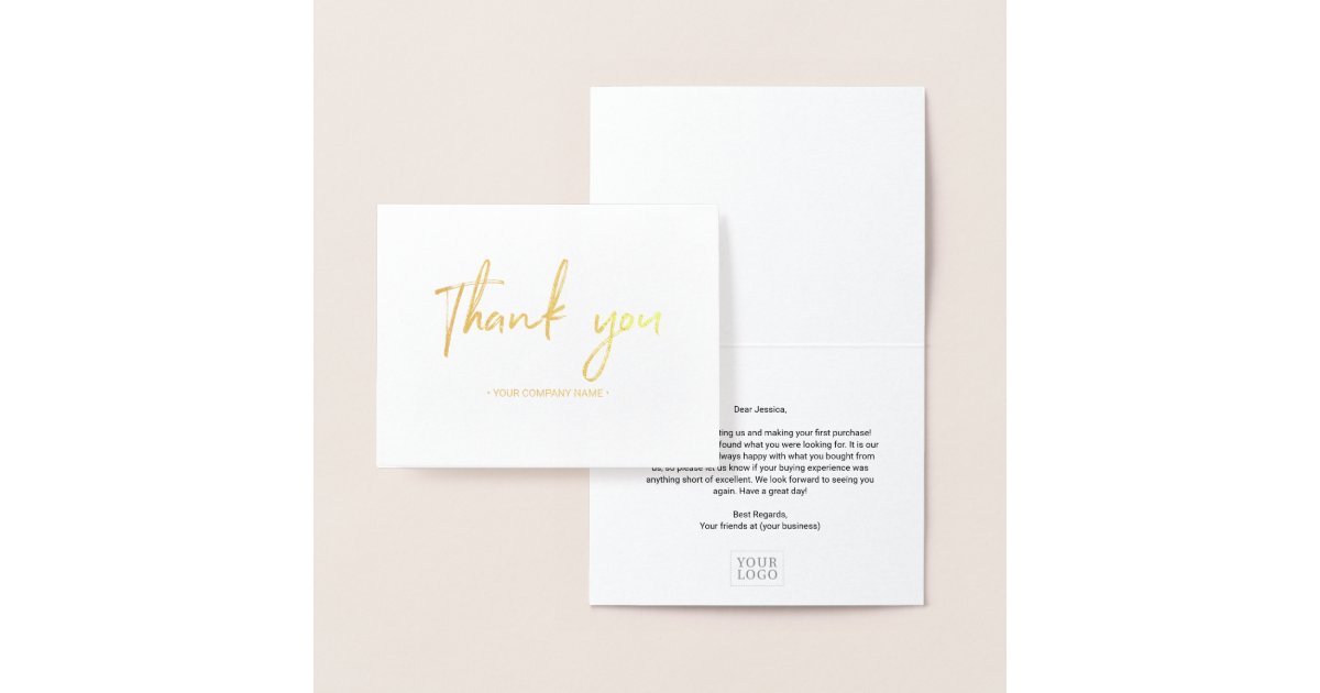 Modern Lettering Business Thank you Gold Foil Card | Zazzle