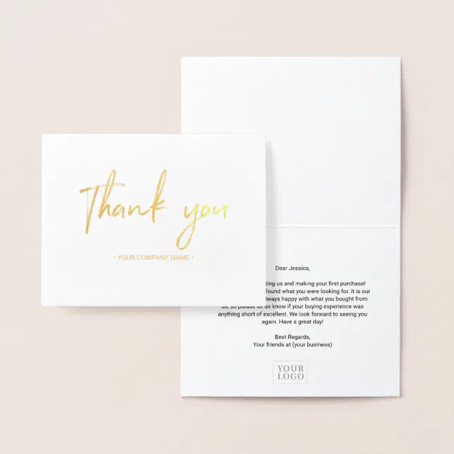 Modern Lettering Business Thank you Gold Foil Card | Zazzle