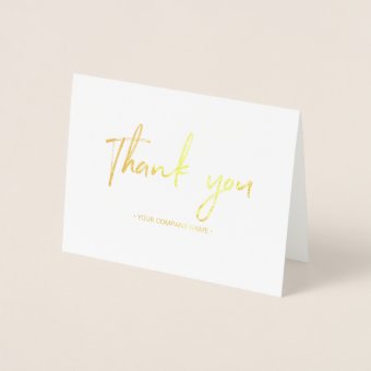 Modern Lettering Business Thank you Gold Foil Card | Zazzle