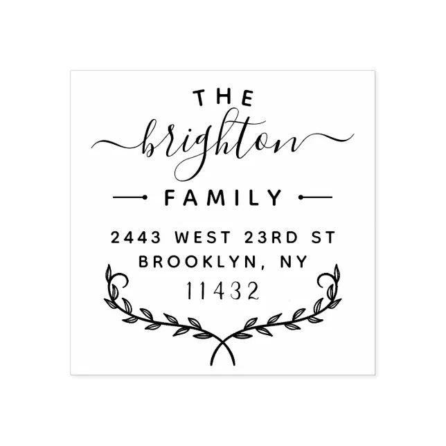 Modern Lettering Stylish Family Return Address Rubber Stamp | Zazzle