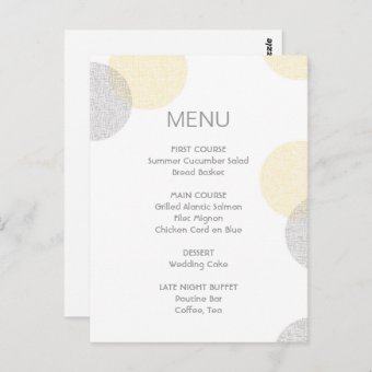 Modern Letterpress Style Circle Wedding Menu Card | Zazzle