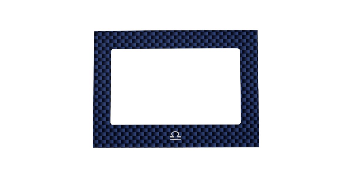 Modern Libra Sign on Navy Blue Carbon Fiber Magnetic Photo Frame | Zazzle