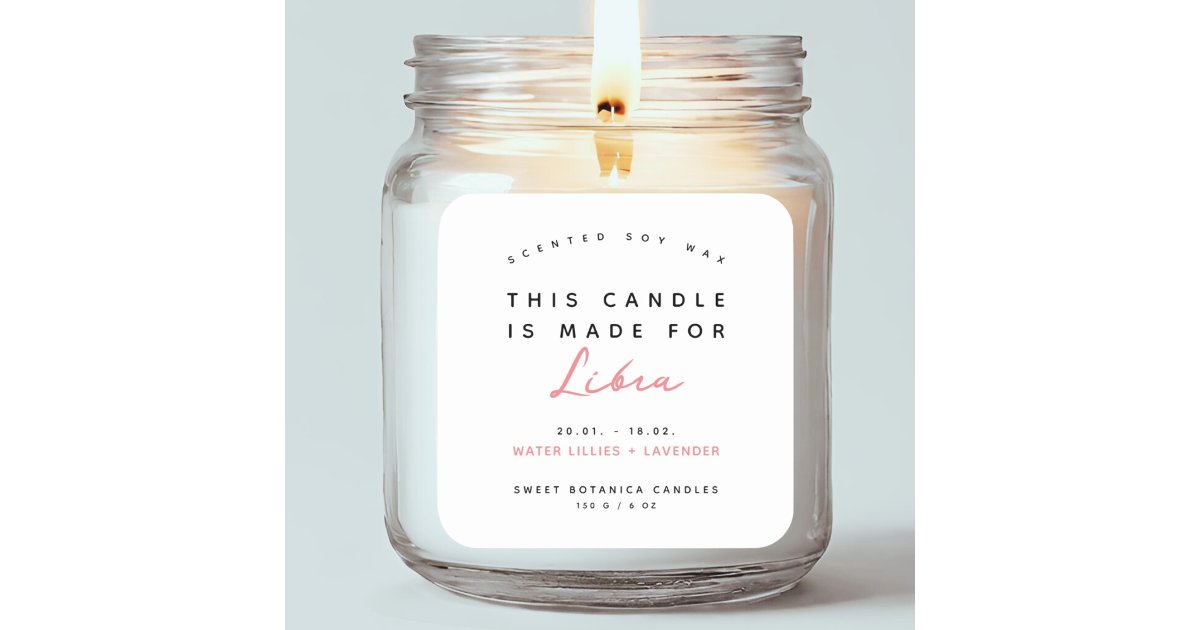 Modern Libra zodiac candle label | Zazzle