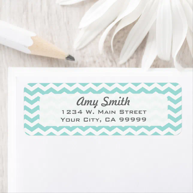 Modern Light Aqua Chevron Address Lables Label | Zazzle
