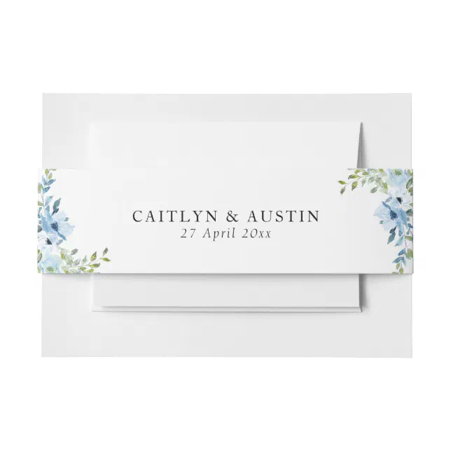 Modern light blue floral wedding belly band | Zazzle