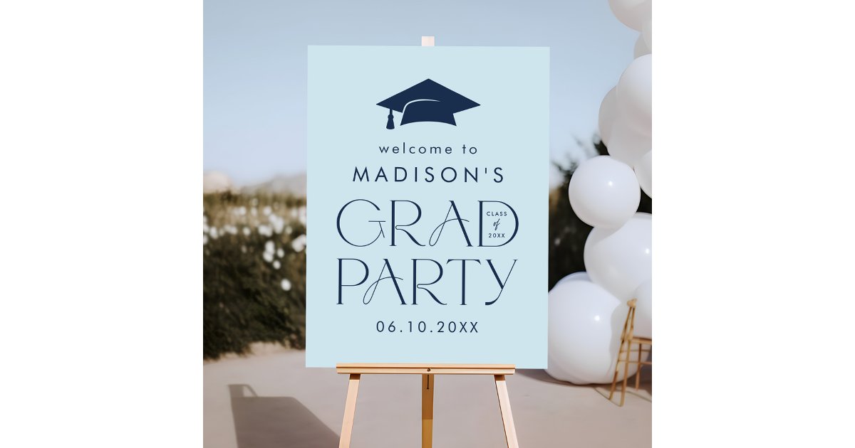Modern Light Blue Graduation Party Welcome Sign | Zazzle