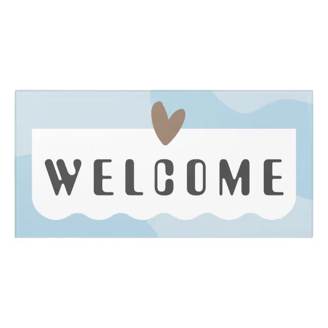 Modern light blue Heart Welcome Door Sign | Zazzle