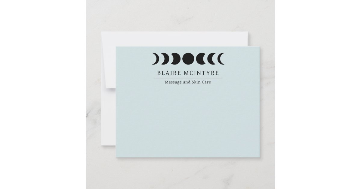 Modern Light Blue Moon Phases Elegant Note Card | Zazzle