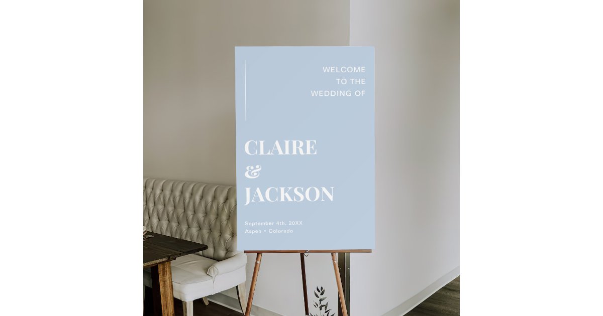 Modern Light Blue Wedding Welcome Foam Board | Zazzle