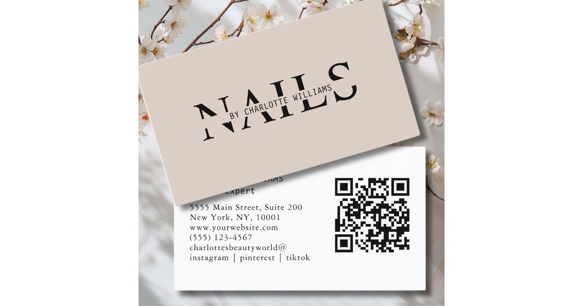 Modern, Light Brown, QR Code Business Card | Zazzle