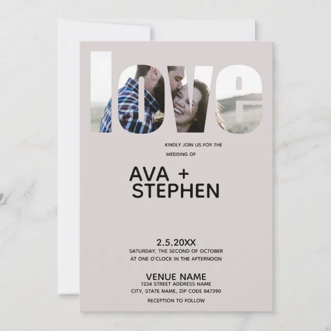 Modern Light Pink minimalist Photo Wedding Invitation | Zazzle