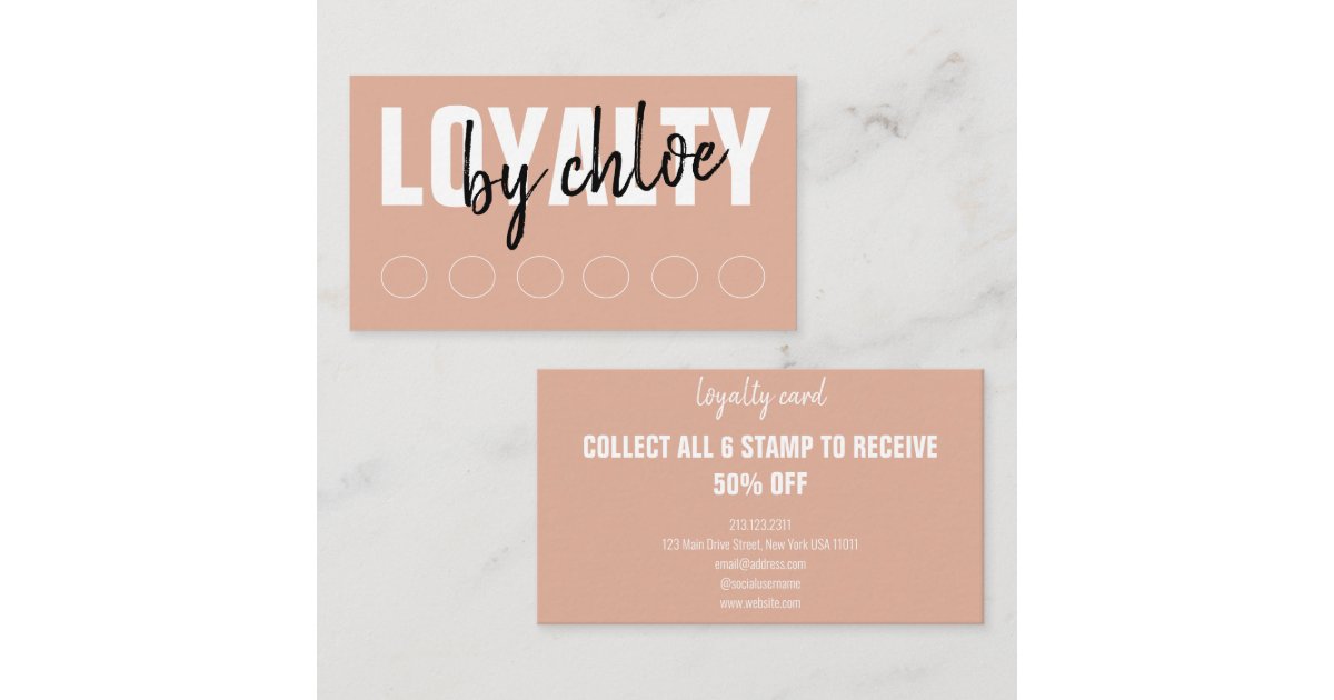 Modern Light Pink Punch Script Loyalty Card | Zazzle