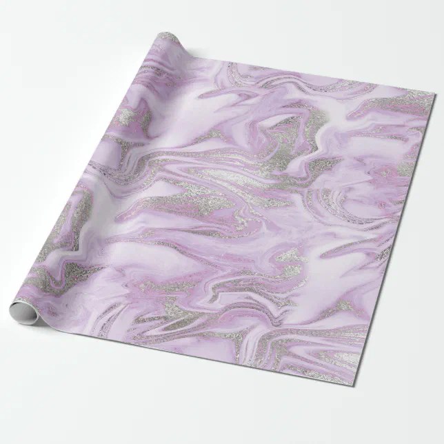 Modern Light Purple and Silver Marble Pattern Wrapping Paper | Zazzle