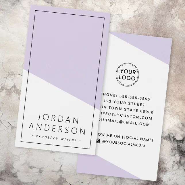 Modern light purple geometric color business card | Zazzle