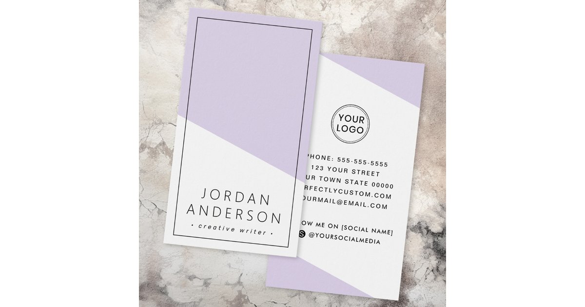 Modern light purple geometric color business card | Zazzle