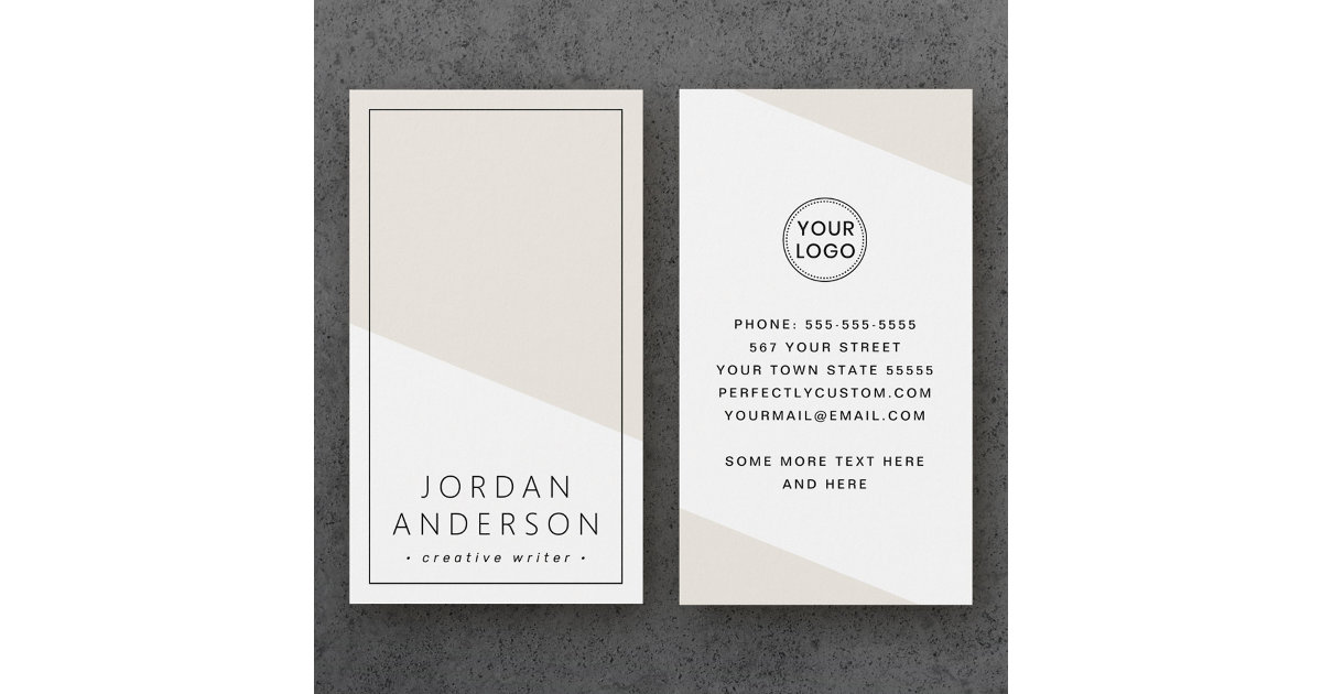 Modern light tan brown geometric business card | Zazzle