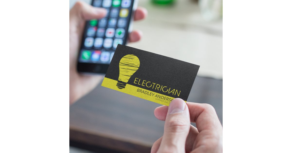 Modern Lightbulb Electrician | Electrical Services Business Card | Zazzle