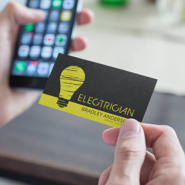 Modern Lightbulb Electrician | Electrical Services Business Card | Zazzle