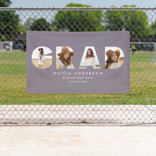 Modern lilac purple simple multi photo graduation banner | Zazzle