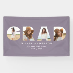 Modern lilac purple simple multi photo graduation banner | Zazzle
