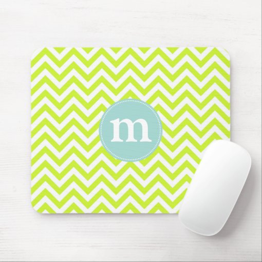 Modern Lime Green Chevron Personalized Mouse Pad | Zazzle