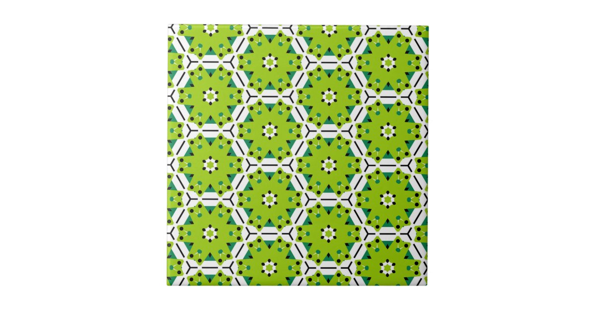 Modern Lime Green Hexagon Geometric Pattern Ceramic Tile | Zazzle