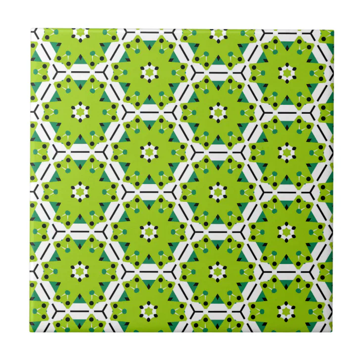 Modern Lime Green Hexagon Geometric Pattern Ceramic Tile | Zazzle