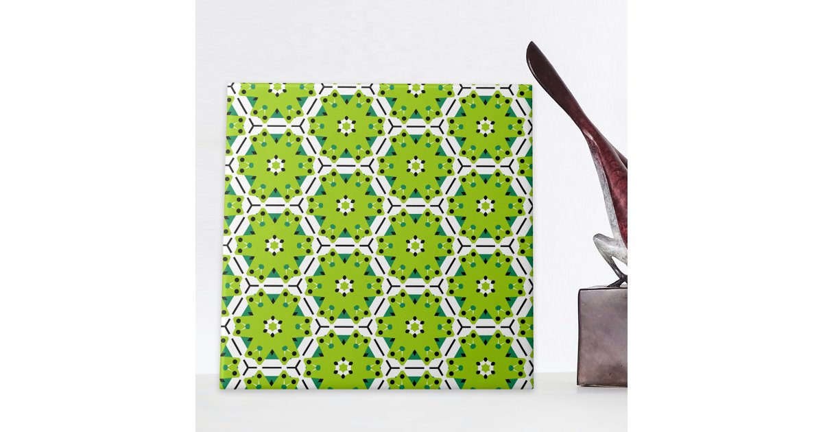 Modern Lime Green Hexagon Geometric Pattern Ceramic Tile | Zazzle