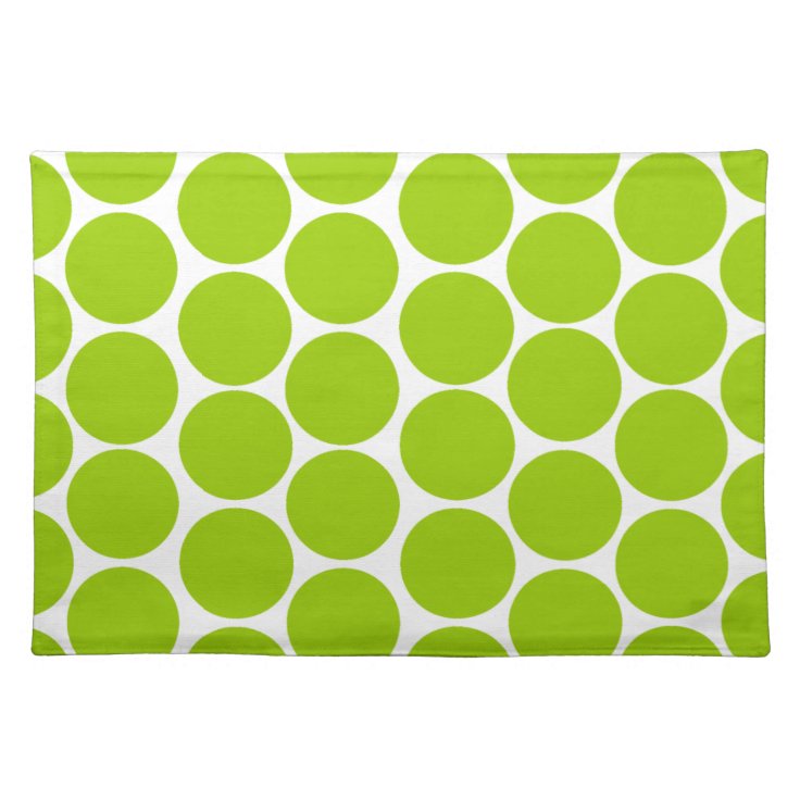 MODERN LIME GREEN, WHITE POLKA DOTS PLACEMAT | Zazzle