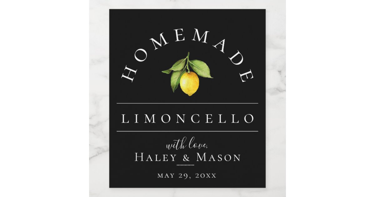 Modern Limoncello Black Beverage Label | Zazzle