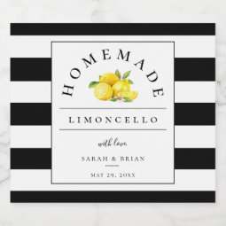Modern Limoncello Black Stripe Beverage Label | Zazzle